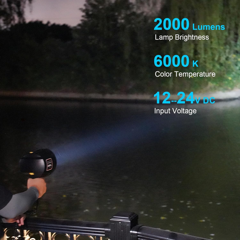 Spotlight 12 Volt Spotlight Led 2000 Lumen Boat Handheld Spotlight ...