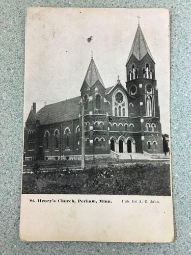 st henry's church perham minn. a e jahn great old postcard black ...