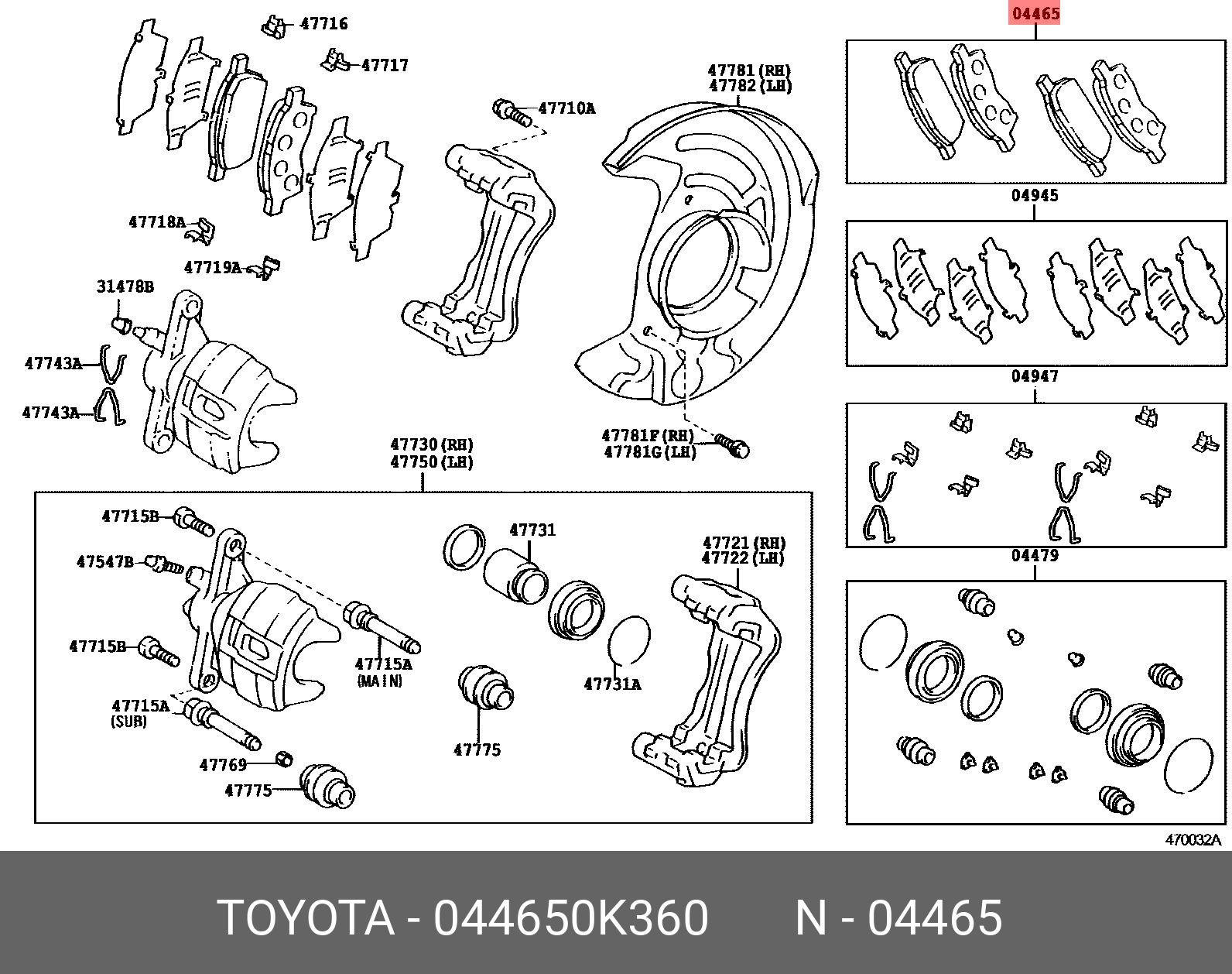 044650K360 Genuine Toyota 04465-0k360 Pad Kit Disc Brake for sale ...