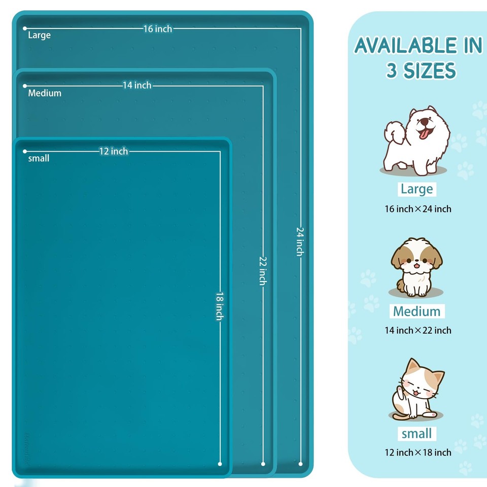 Silicone Cat & Dog Food Mat for Floors Waterproof, Anti-Slip Dog Bowl ...