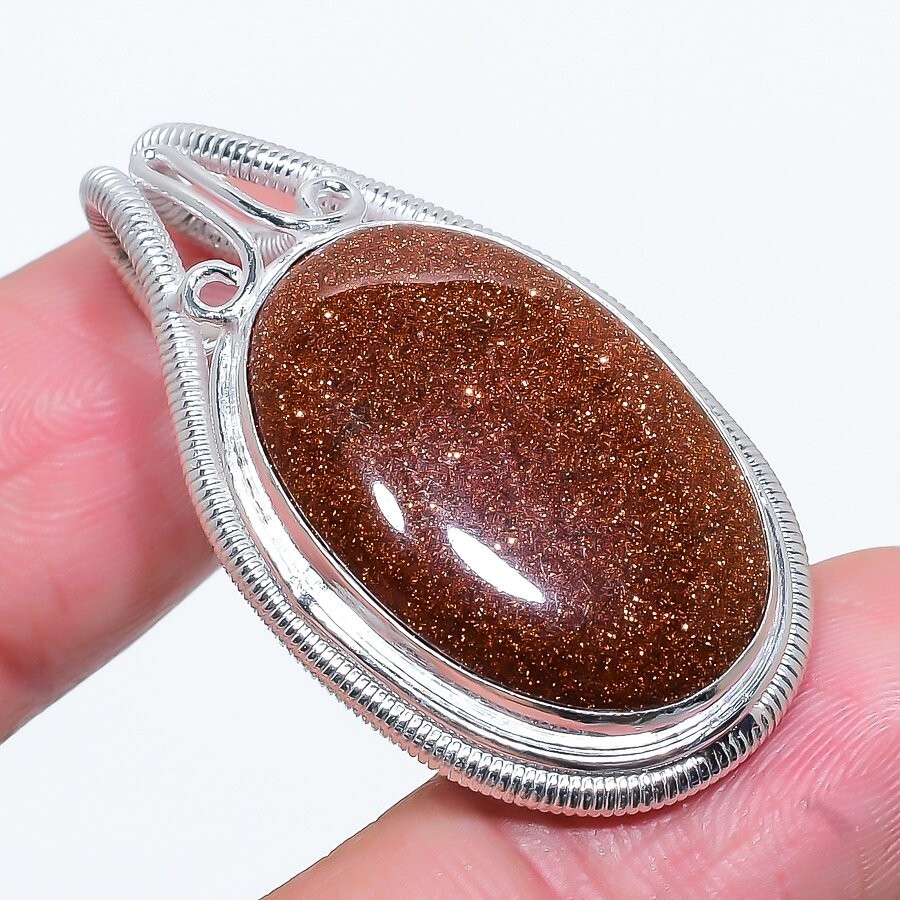 Red Sunstone Gemstone Handmade 925 Sterling Silver Jewelry Pendant Sz 1 ...