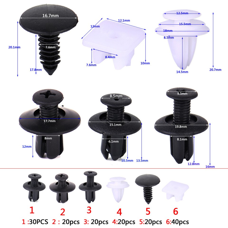 Pack 150 Car Push Pin Body Rivet Bumper Fender Door Trim Panel Clip ...