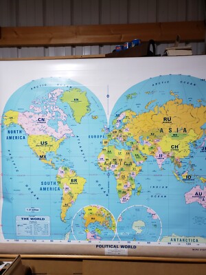 World Maps - Vintage Pull Down World Map