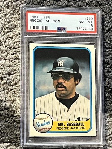 PSA 8 NR MINT BASEBALL CARD 1981 FLEER HOF REGGIE JACKSON NY YANKEES MR ...