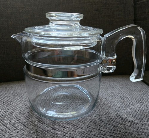 Vintage Pyrex 2-4 Cup Glass Flameware Percolator Coffee Pot & Cover ...