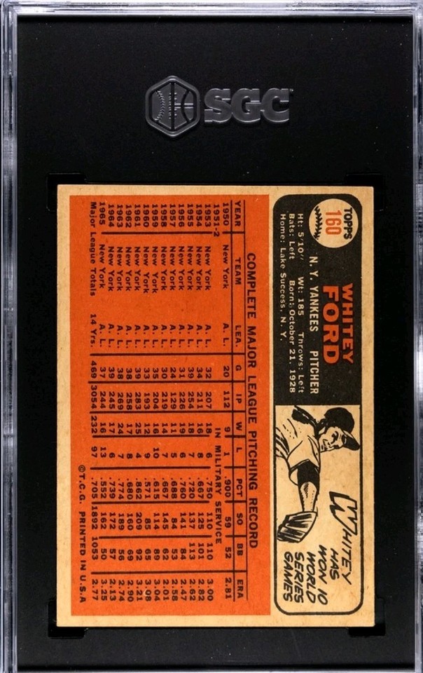 WHITEY FORD 1966 Venezuelan Topps Hobby's Single Finest Example! Fresh ...