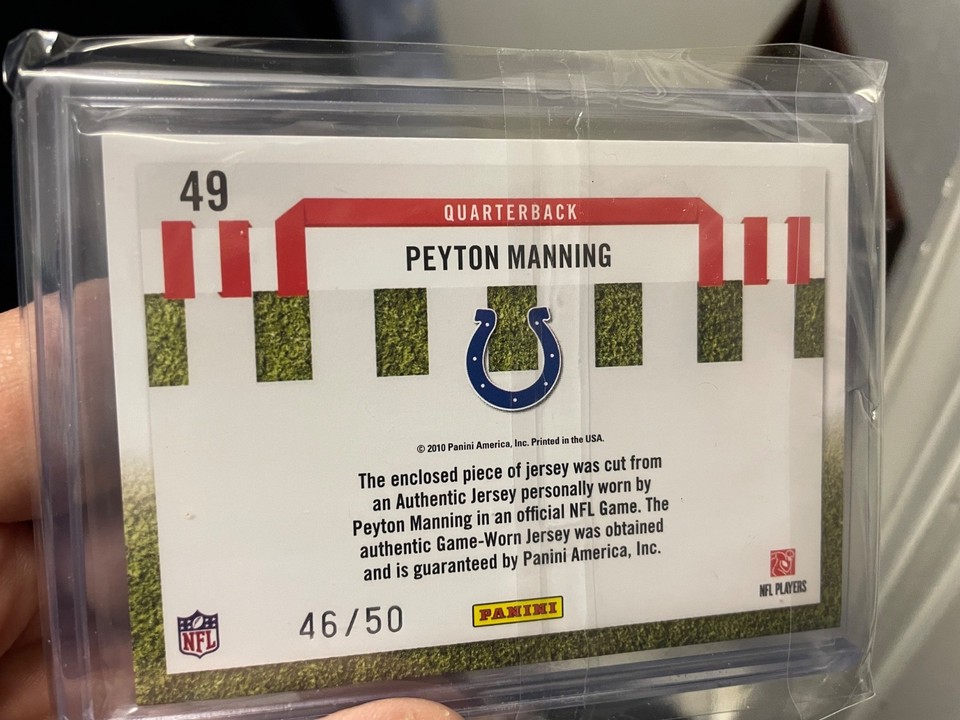 2010 Peyton Manning Game-Worn Jersey Patch /50 Maurice Jones-Drew AUTO ...