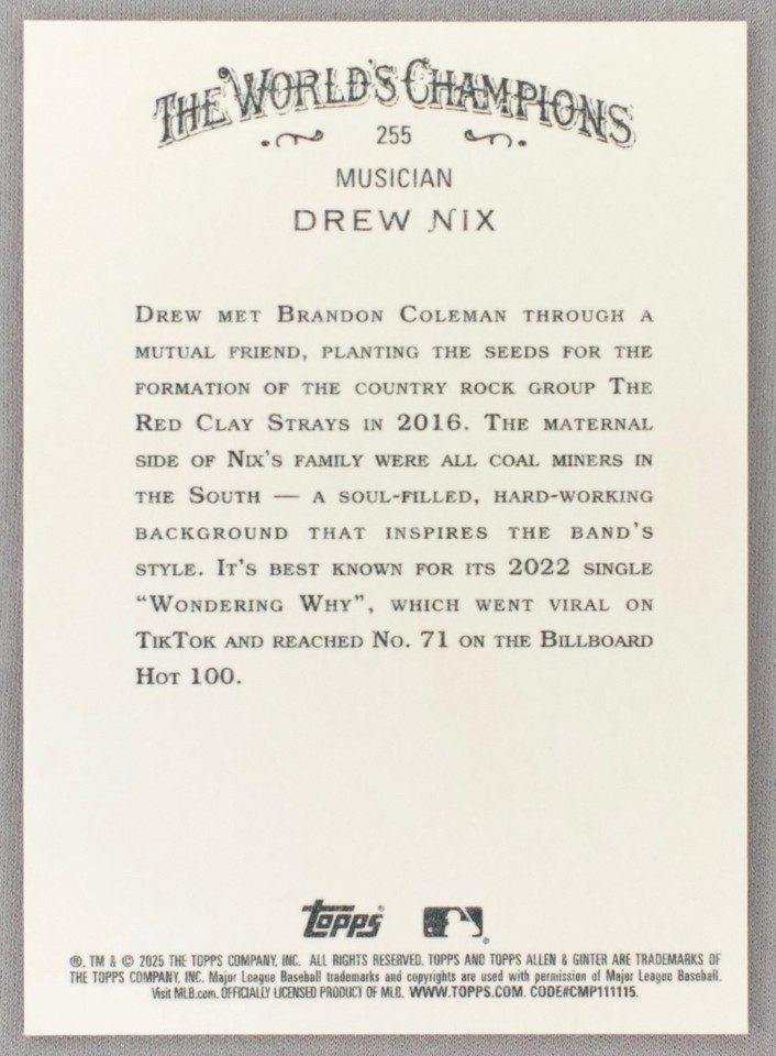 2025 Topps Allen & Ginter Drew Nix #255 The Red Clay Strays | eBay