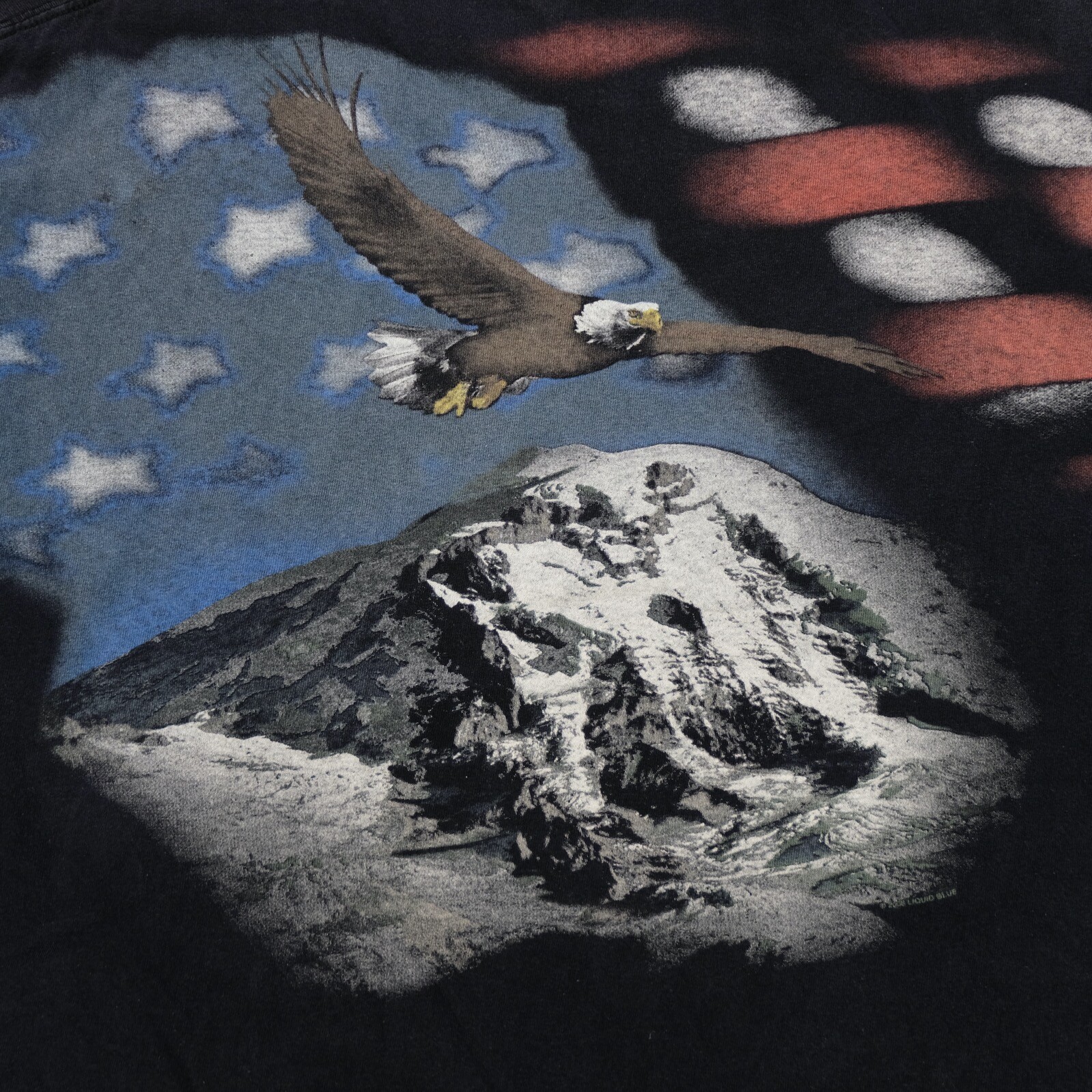 Rare VTG LIQUID BLUE Bald Eagle American USA Flag 200… - Gem