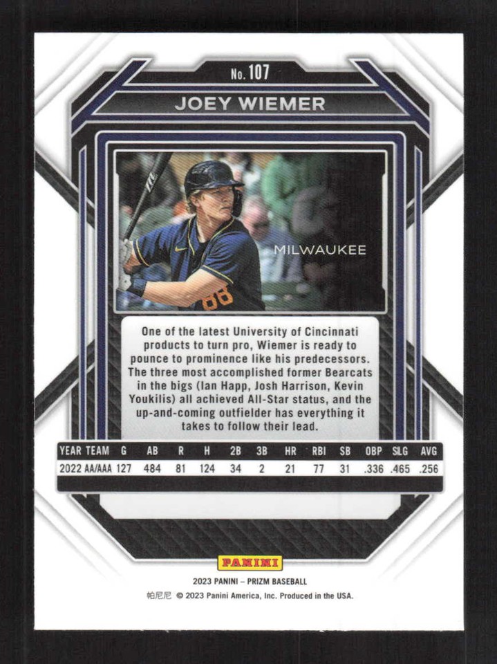 Joey Weimer 2023 Panini Prizm Baseball Milwaukee Brewers #107 | eBay