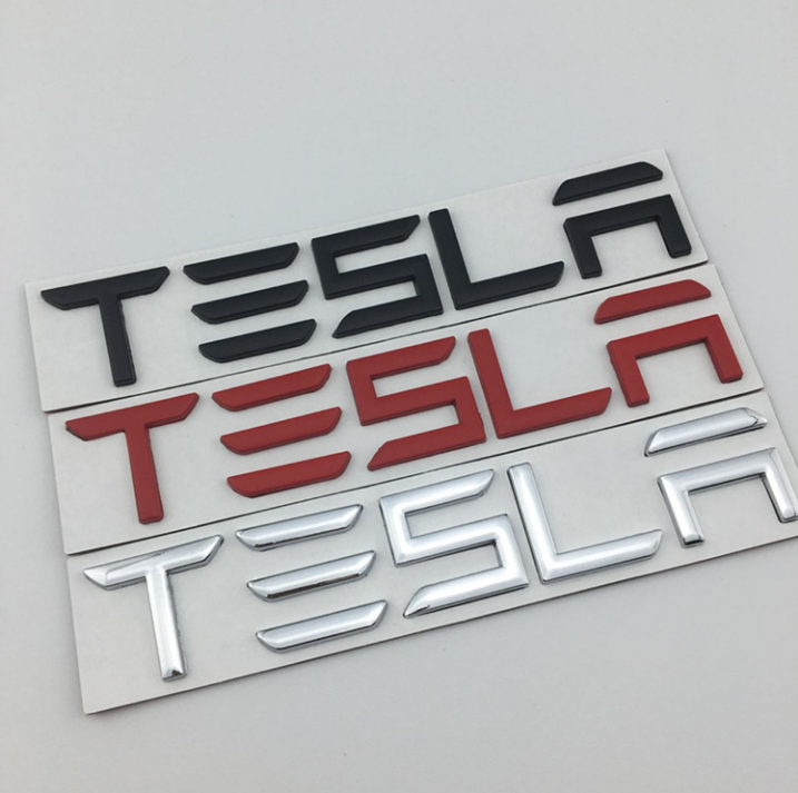 Chrome T Front +Tesla Rear Logo Trunk Emblem Badge For Tesla Model 3 S ...