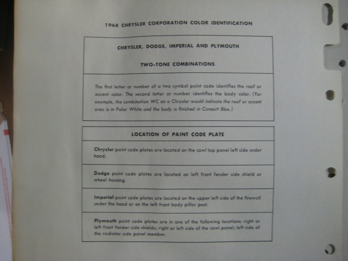 1968 Dodge Color Chart - Infoupdate.org