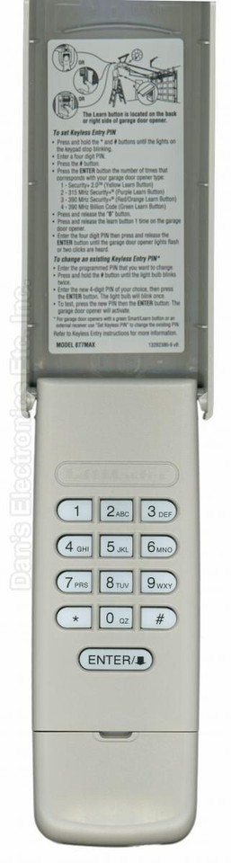 877MAX Liftmaster Keyless Entry Keypad, 377LM,compatible, 315mhz ...