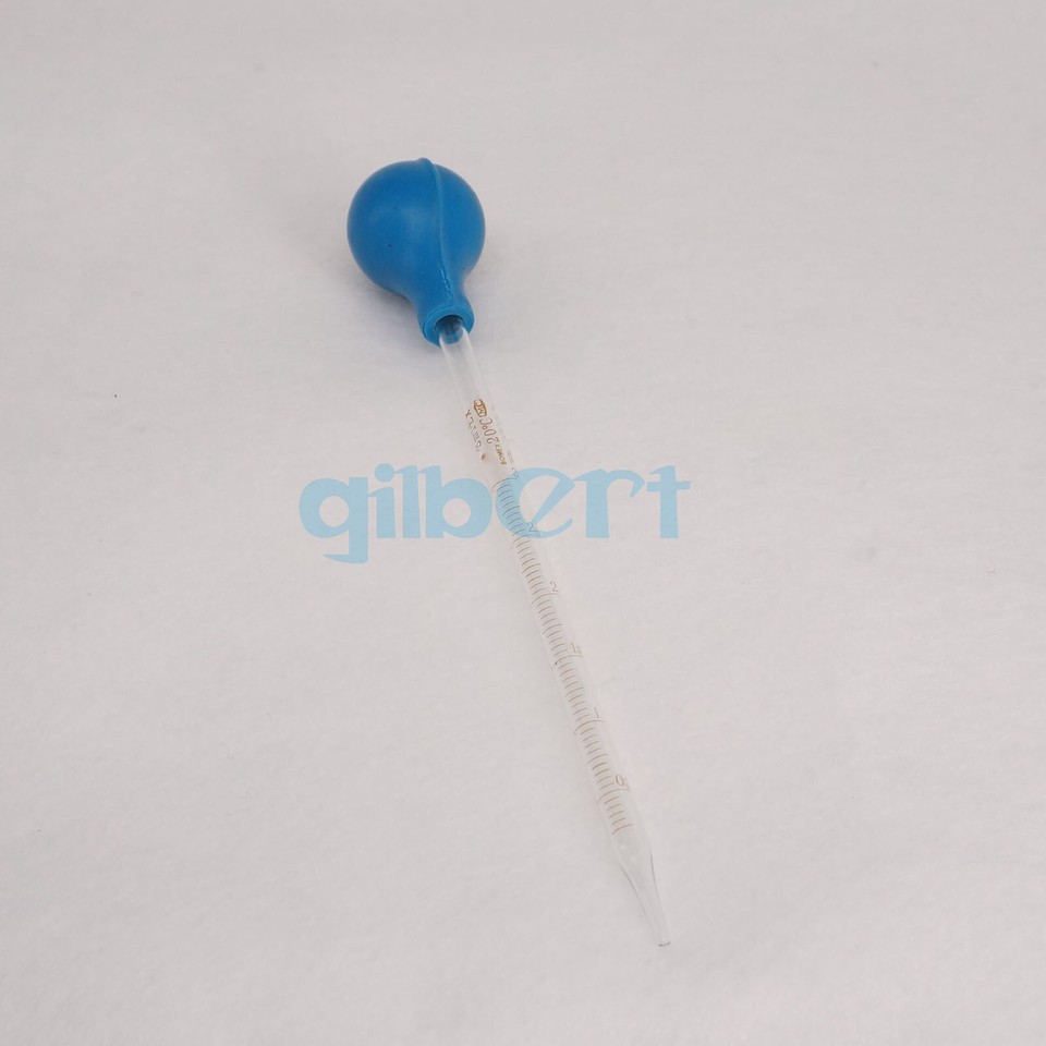 1-10ml Glass Graduated Pipette with Rubber Bulb Lab Chemistry Dropper ...