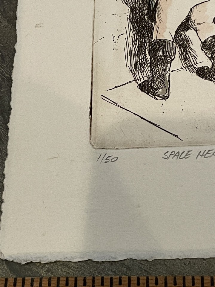 Vintage Art print Signed Joe Durrett Nude Butt Funny Space Heater ...