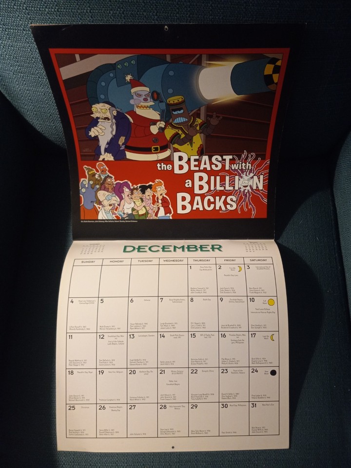 FUTURAMA 2011 Bongo Calendar Groening Simpsons Bender Opened HTF ...