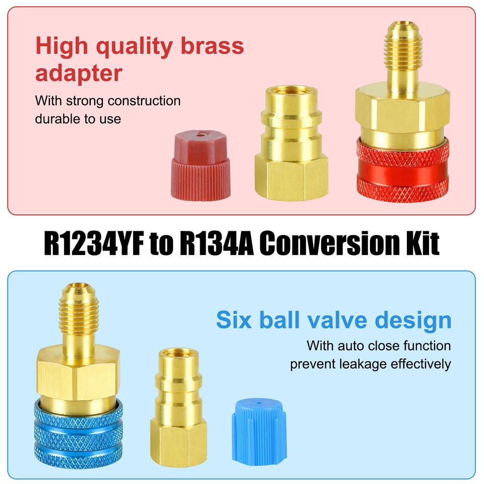 R1234YF to R134A Adapter Kit Quick Couplers High/Low Side Conversion ...