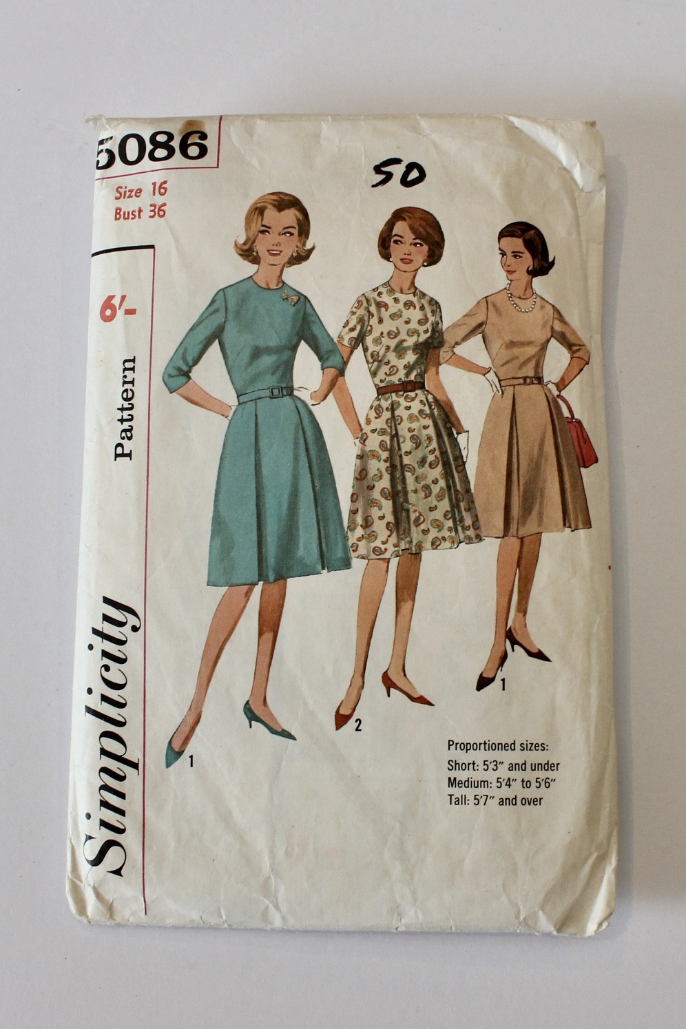 Vintage Simplicity 5086 - 1960's Proportioned Dress - Size 16 (36 ...
