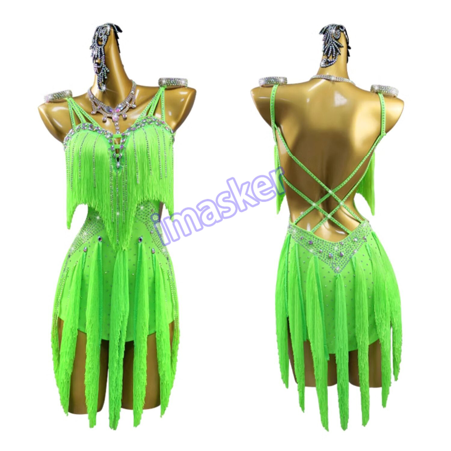 Latin Dance Dress Women Competition Tassels Slip Rumba Chacha Samba ...