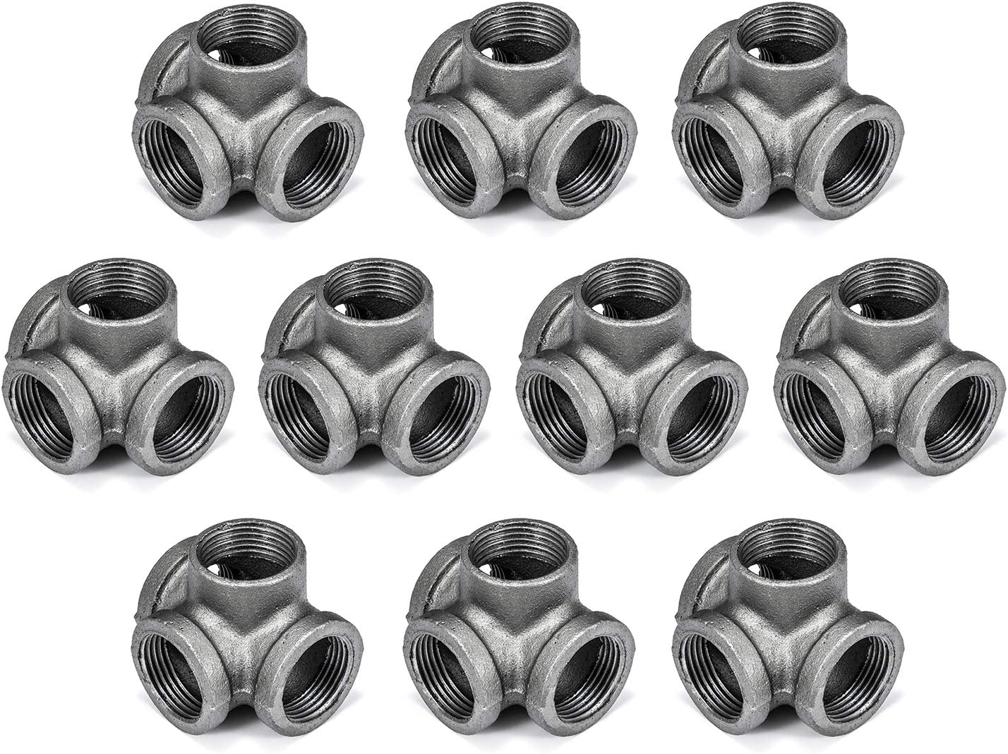 PIPE FITTINGS 4-Way Side Outlet Tee Malleable Iron Flanges 10 Pack 1 ...