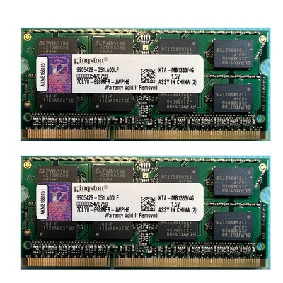 Apple Memory Kit Upgrade: 8GB(2x4GB) SODIMM DDR3 KTA-MB1333/4G ...