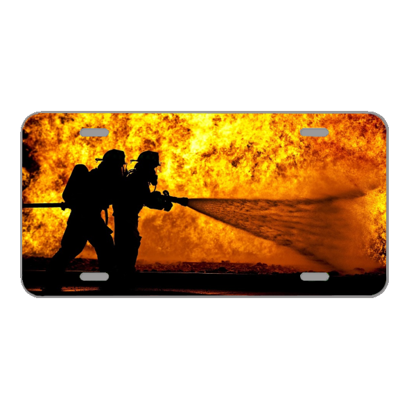 Custom Personalized License Plate With Amazing Shot Of Two Firefighters ...