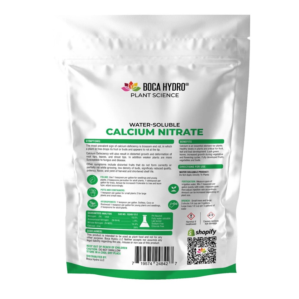 Boca Hydro Calcium N Water Soluble Nutrient Fertilizer 15.5% N +26% ...
