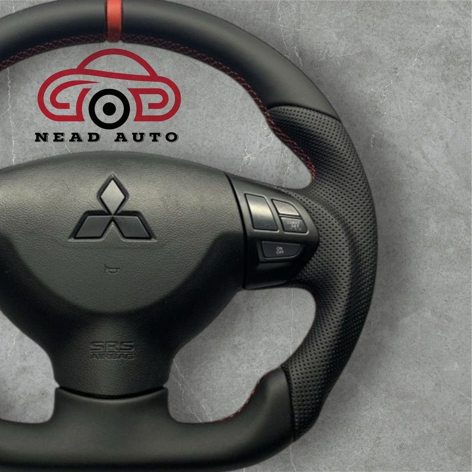 Mitsubishi Lancer 2008-2017 Custom Leather Steering Wheel | Sport Flat ...