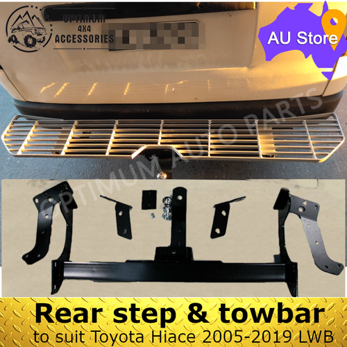 Aluminium Silver Technician Rear Step & Tow bar to suit Toyota Hiace 05 ...