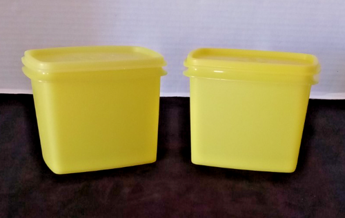 2 Vintage Tupperware 1243 Yellow Shelf Saver Storage Containers With ...