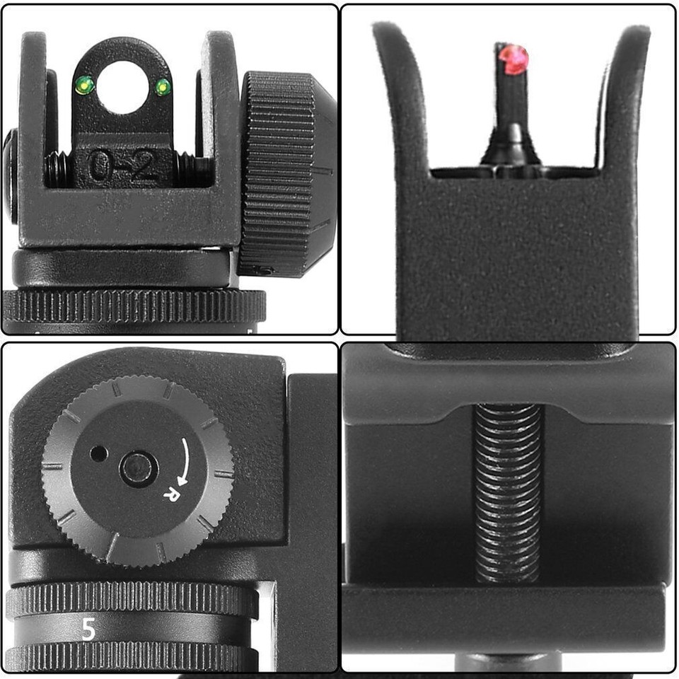 Fiber Optic Iron Sight Flip Up Iron Sights Front and Rear Sight for ...