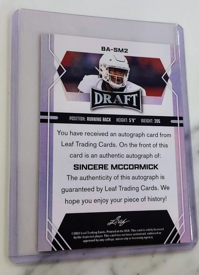 2022 Leaf Draft Sincere Mccormick Silver Auto SP Rookie Las Vegas ...