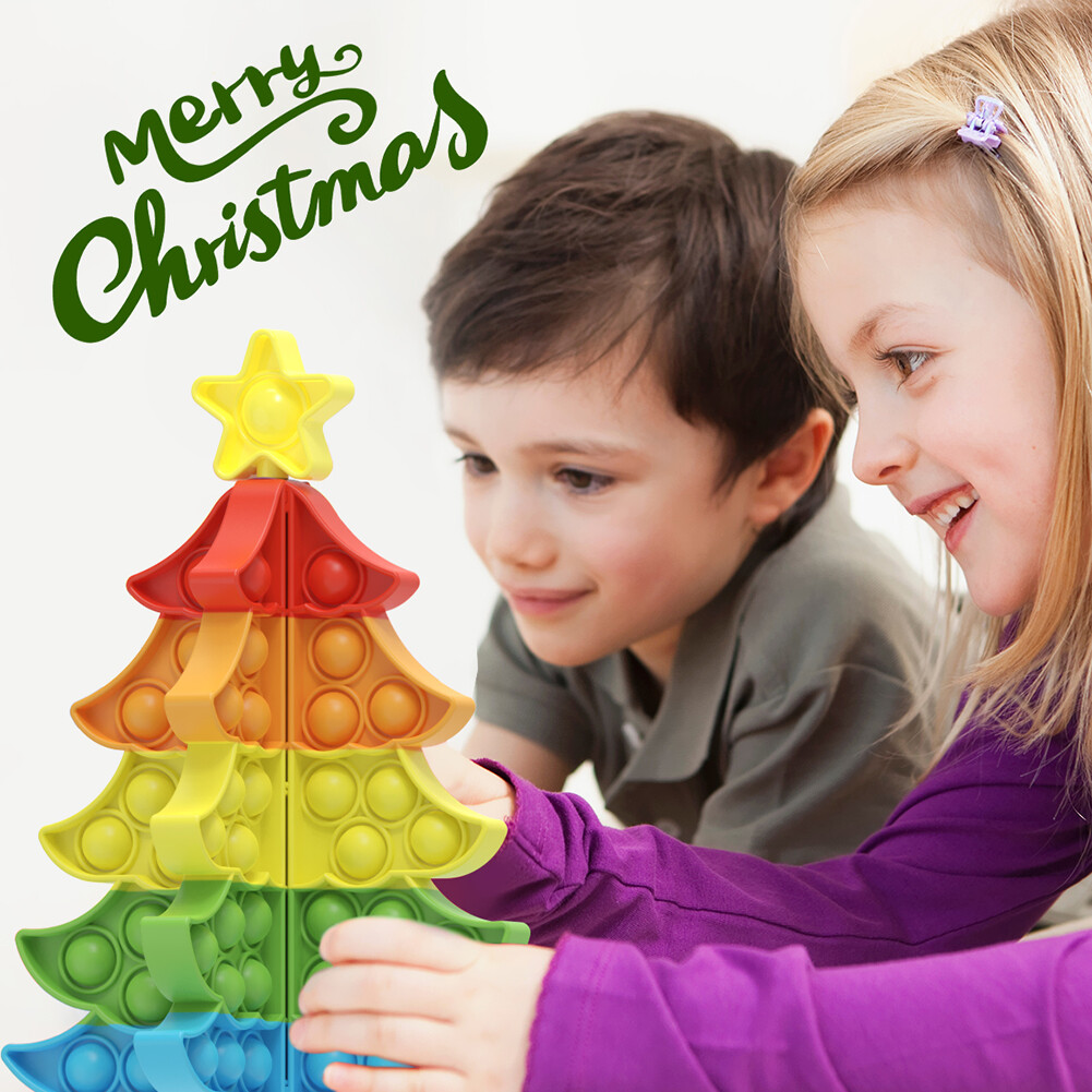 3D Stitchable Christmas Tree Silicone Push Bubble Fingertip Toys ...