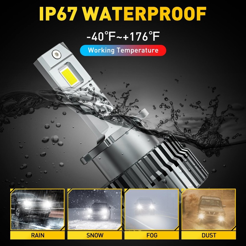 D4S D4R LED Headlight Bulbs 80000LM 6500K Super White HID Xenon ...