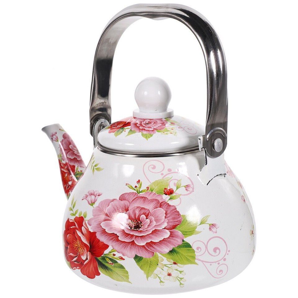Enamel Kettle Floral Pattern Tea Kettle Stovetop Decorative Teapot Tea ...