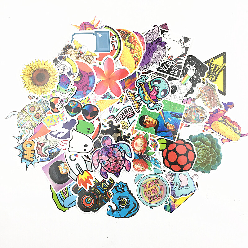 66pc Psychedelic Trippy Sticker Pack, Bomb Stoner '420' - PVC Vinyl ...