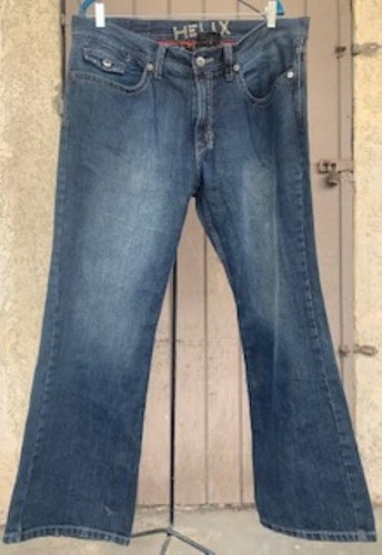 Vintage HELIX Jeans Mens 38x32 Loose Straight Blue Denim Pants Flap ...