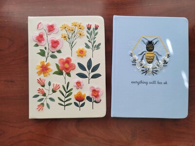Embroidered Journal Notebook Planner Hard Cover Lined Bee Flowers James ...