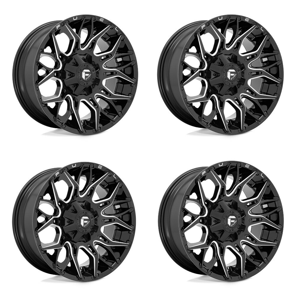 Set 4 Fuel D769 Twitch 20x10 6x135 6x5.5 Glossy Black Milled Wheels 20 ...