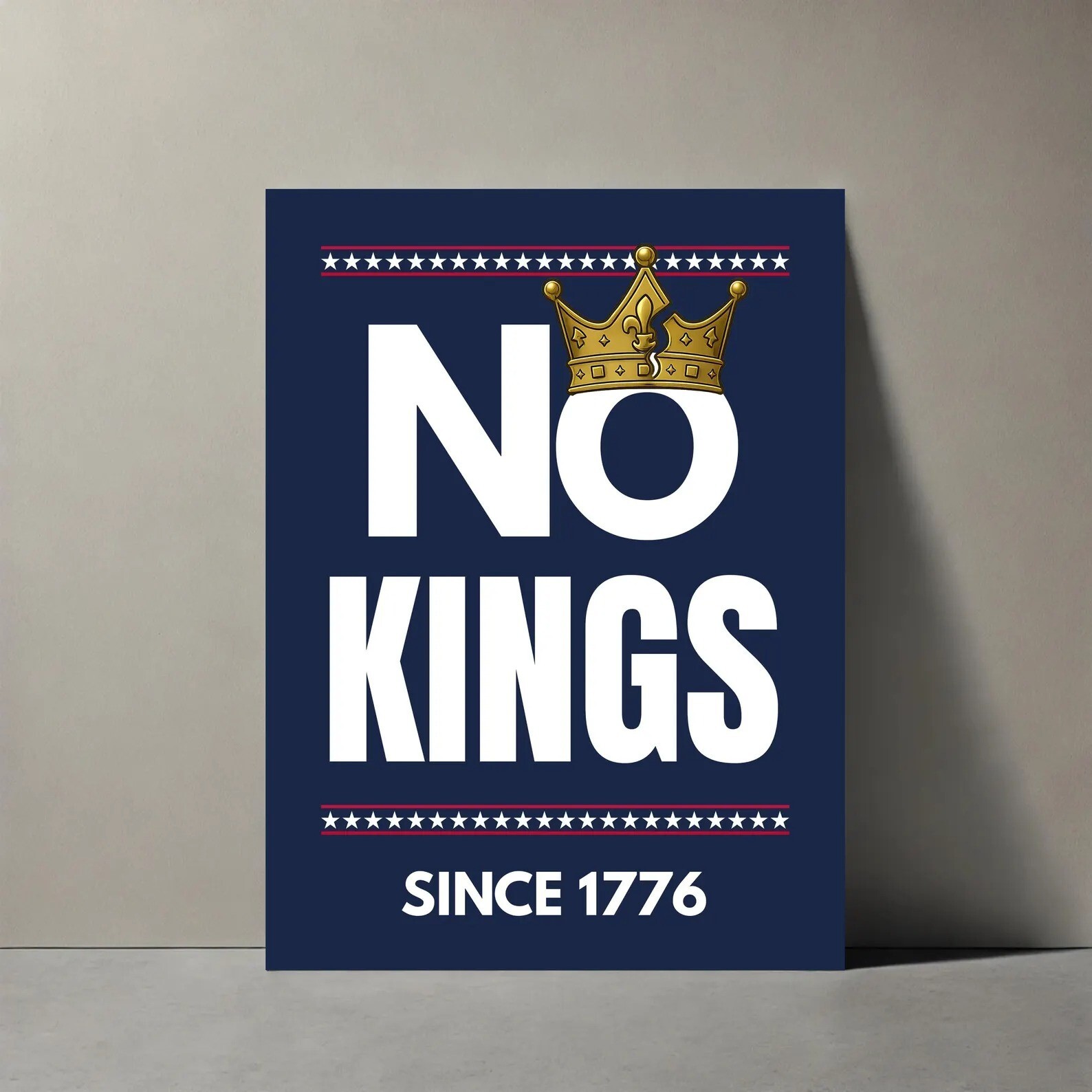 No Kings Protest Sign For No Kings Rally, Anti Trump