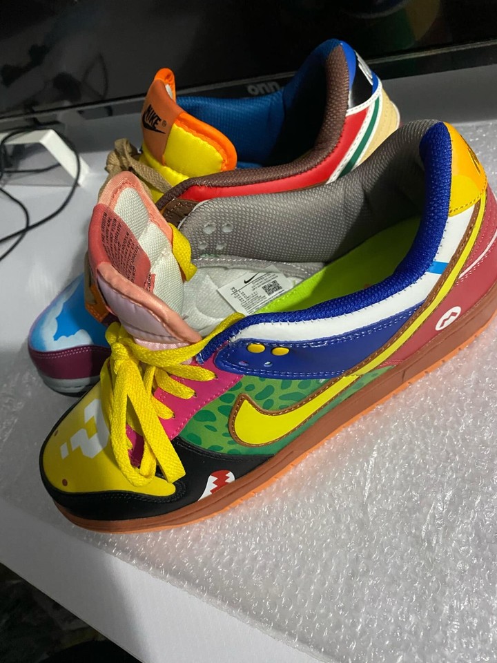 Custom Super Mario Nike Dunks Shoes "What the Mario?" Size 10 New No ...