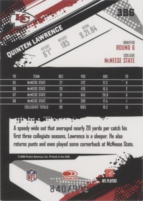 2009 Score Inscriptions Quinten Lawrence #386 for sale | eBay