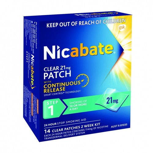 Nicabate Clear Patch Quit Smoking Step 1 21mg 14 Patches - Stop Smoking ...