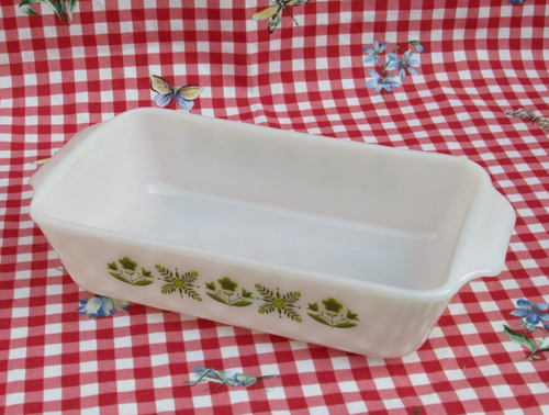 Vintage Fire King Green Meadow 441 1 Quart Bread Loaf Pan Baking Dish ...