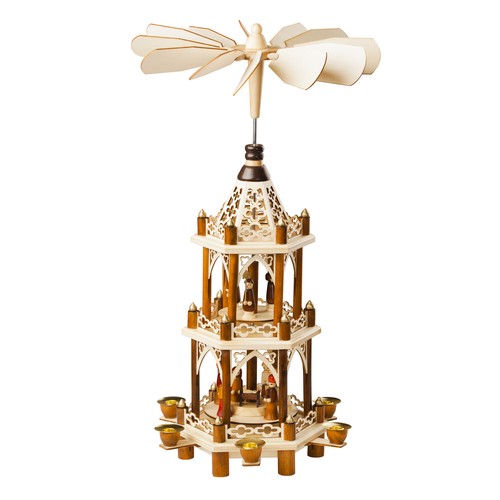 German Style Christmas Carousel Pyramid 21in windmill Nativity ...