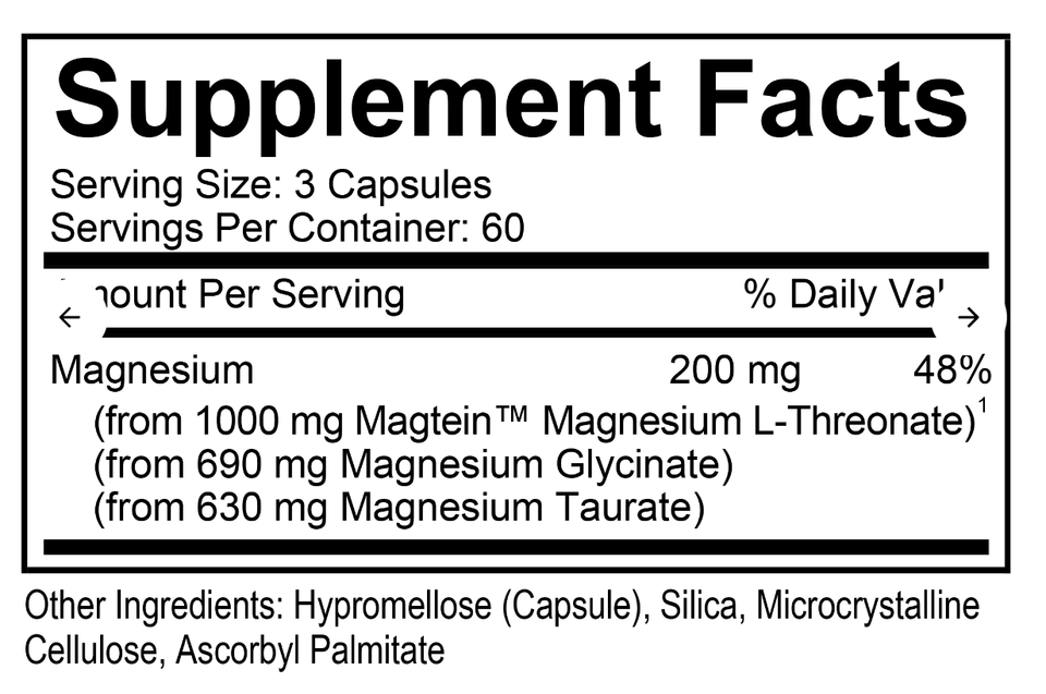 Natural Stacks - MagTech Magnesium Complex 180 Caps Magtein, Brain ...