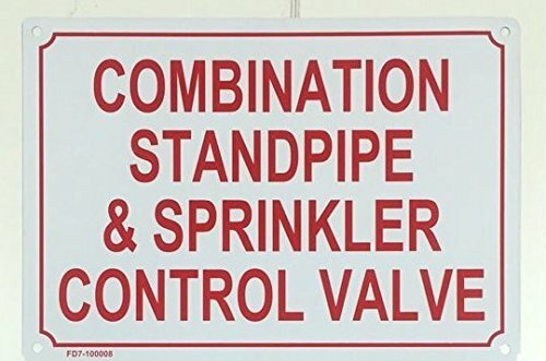 Combination Standpipe & Sprinkler Control Valve Sign (White ,Aluminium ...