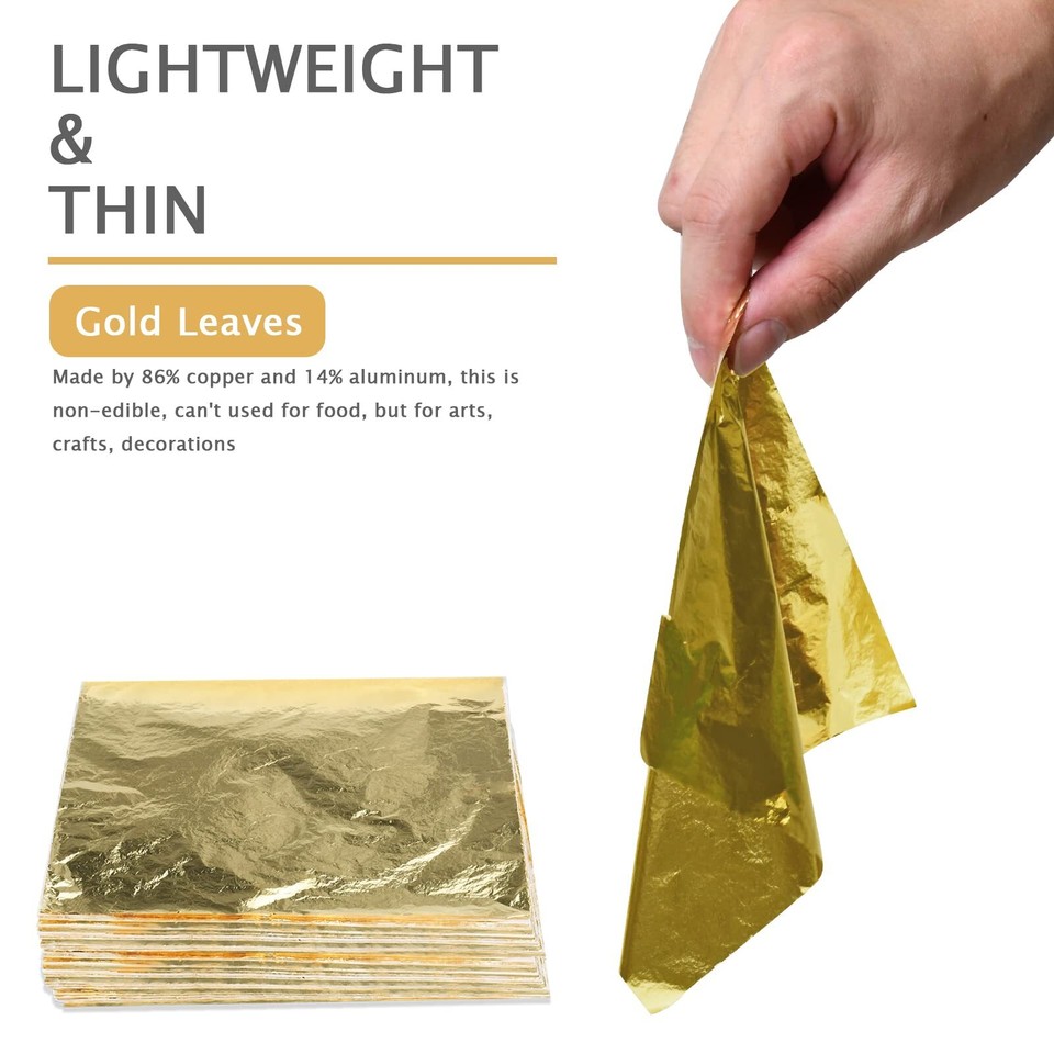 200Pcs Gold Leaf Sheets Gold Foil Sheets for Gilding Crafting, Art ...