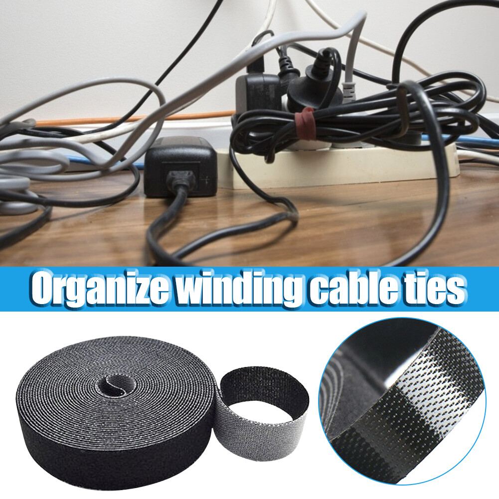 1m Durable Self Adhesive Cable Fastener Tape Wire Strap (Black 100x2cm ...