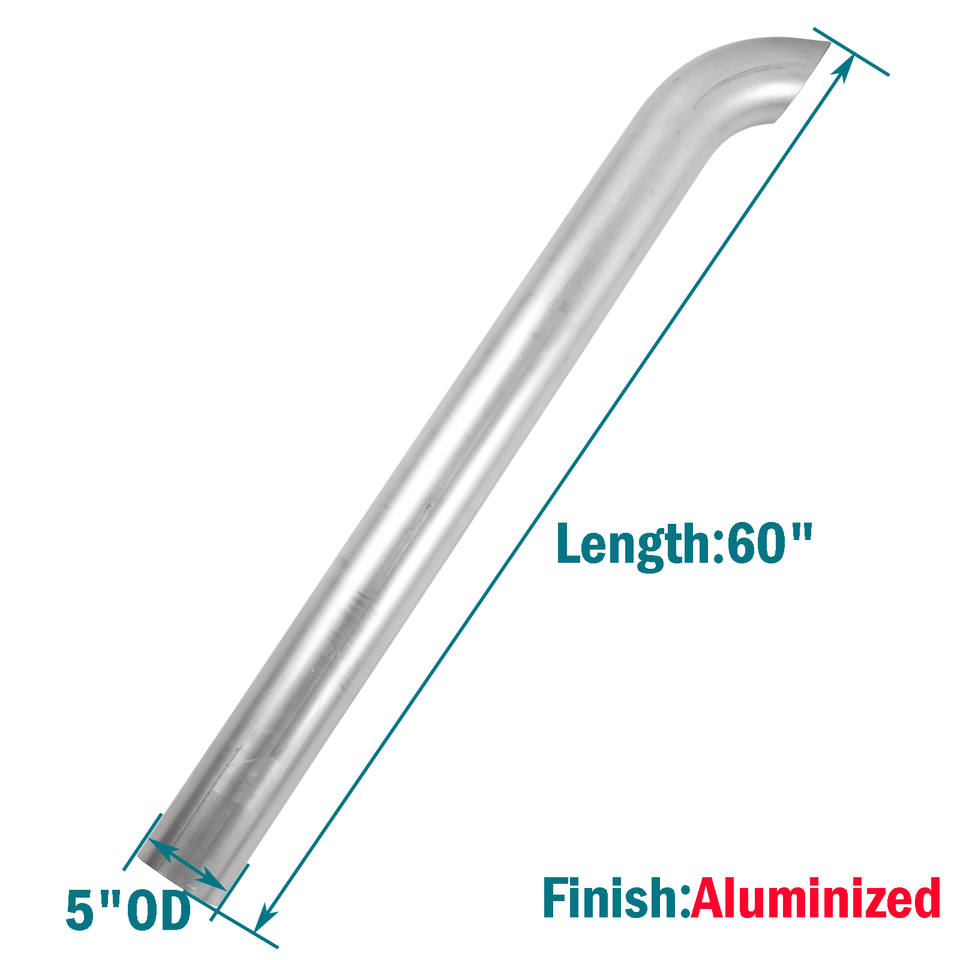3"/4"/5"/6"OD Bull Horn Curved Pipe Exhaust Truck Stack Tailpipe 36" 48 ...
